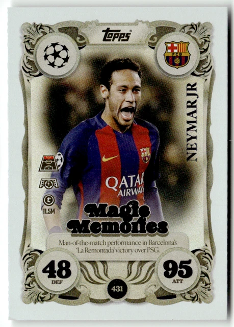 TOPPS MATCH ATTAX Champions League 2025-26 No. 431 Neymar Jr. Magic Memories £2.19 - PicClick UK