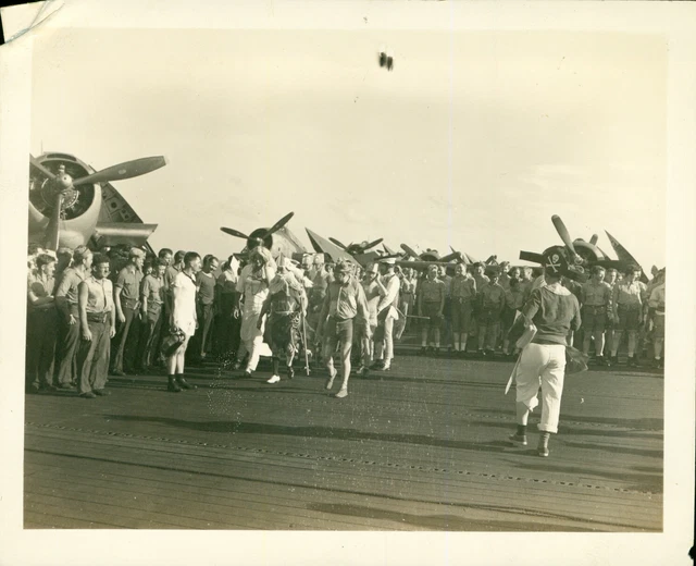 1940S CROSSING the Equator Ceremony Aircraft Carrier Photo arrival ...