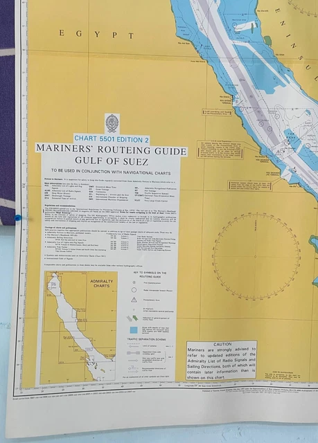 ADMIRALTY 5501 MARINERS Routeing Guide Gulf Of Suez Vintage Map Antique ...