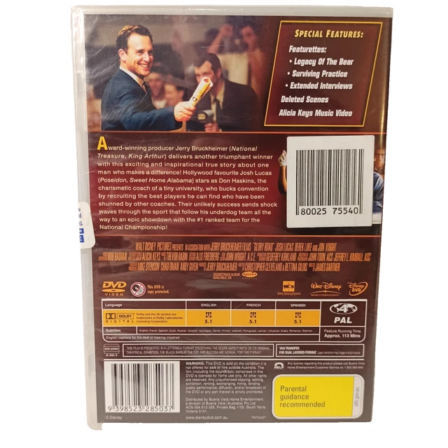 GLORY ROAD DVD Drama Biography Sports Basketball Texas Western R4 Brand ...