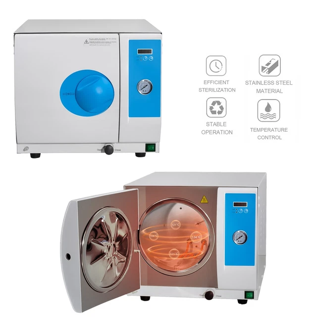18L DENTAL STEAM Sterilizer Digital Screen Semi-Automatic Autoclave ...