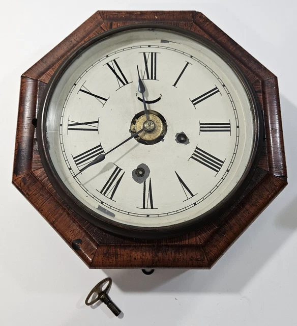 SETH THOMAS VINTAGE Antique 8 Day Lever Clock Wood case in Octagon ...