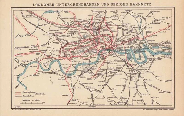 LONDON UNDERGROUND NETWORK TUBE Underground ORIGINAL 1908 Map £9.24 ...