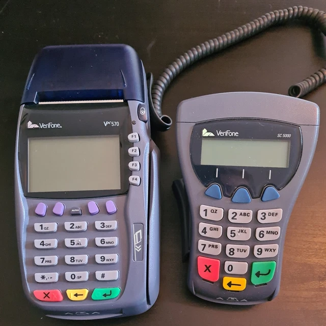 VERIFONE OMNI 5750 Vx570 Credit Card Reader and SC 5000 Pin Pad NO ...