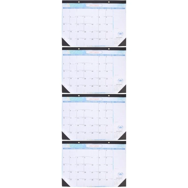 4 PIECES 2023 Calendar Planner Wall Desk 2022-2023 Desktop Turn The ...
