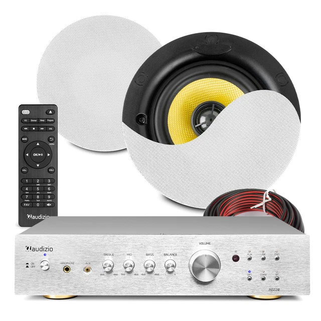 PD HOME AUDIO Ceiling Speaker System with AD220A Bluetooth Amplifier ...