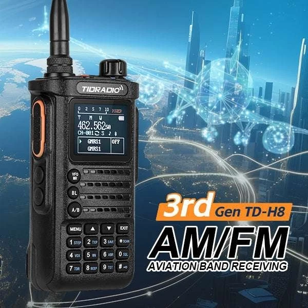 TIDRADIO TD-H8 3RD Edition Vhf UHF AM Radio Preprogrammed Marine Air ...