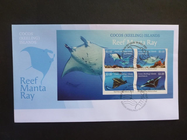 2021 COCOS ISLAND Manta Ray Mini Sheet First Day Cover $16.00 - PicClick AU