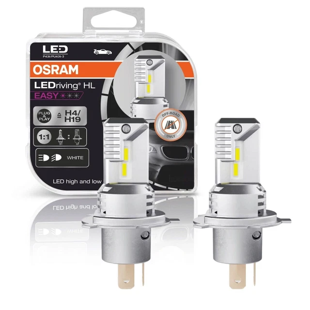 COPPIA LAMPADE LAMPADINE H4 Led Hl Easy Osram Luce Bianca 6000K Plug In ...