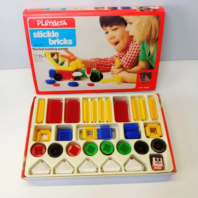 VINTAGE PLAYSKOOL STICKLE Bricks 1970’s Box Set Good Condition £19.34 ...