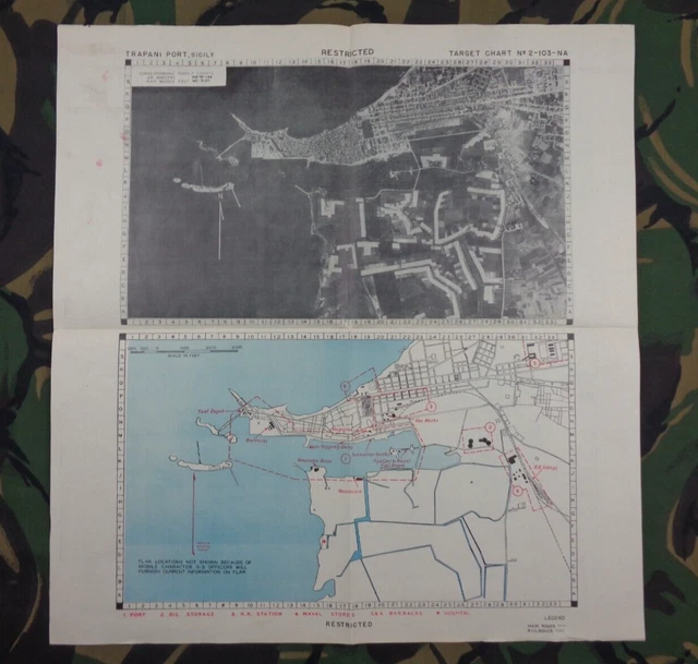 WW2 INTELLIGENCE BOMBING TARGET MAP of "TRAPANI PORT" (SICILY ...