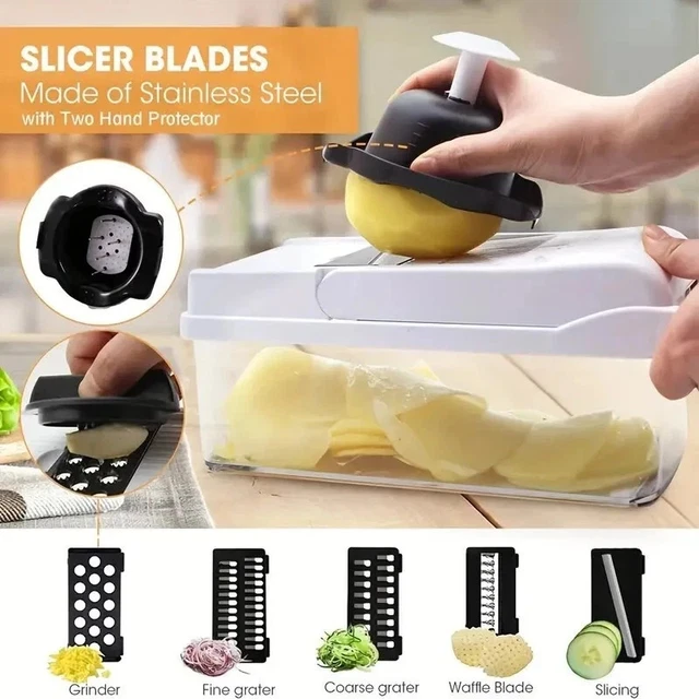 25 IN 1 Vegetable Chopper Fruit Salad Mandolin Slicer Food Dicer Cutter ...