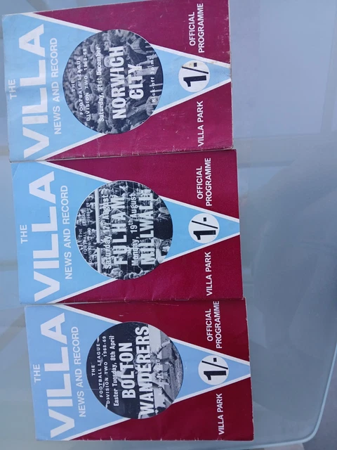 ASTON VILLA FOOTBALL programmes 1968/69 season £6.52 - PicClick UK