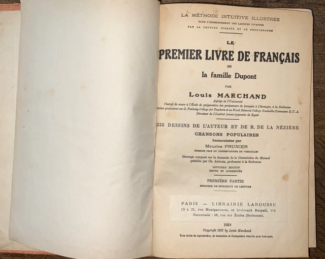 LE PREMIER LIVRE De Francais Ou La Famille Dupont Family 1939 French ...