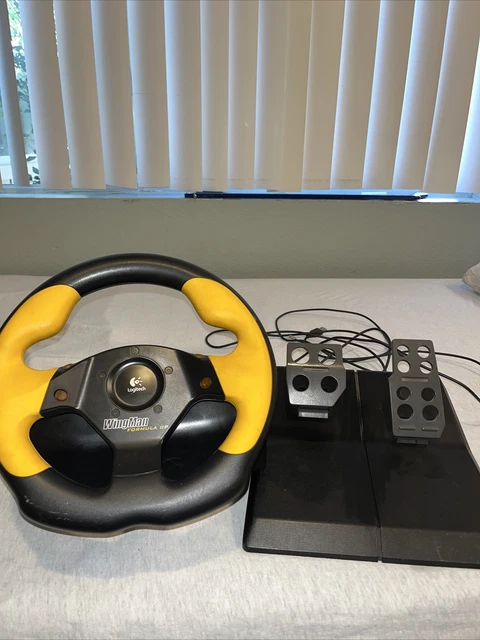 LOGITECH WINGMAN FORMULA GP Yellow Racing Steering Wheel & Pedals USB ...