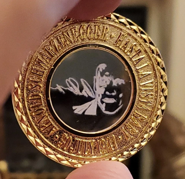 ARNOLD SCHWARZENEGGER TERMINATOR Gold Glas Münze Autogramm Sci Fi ...