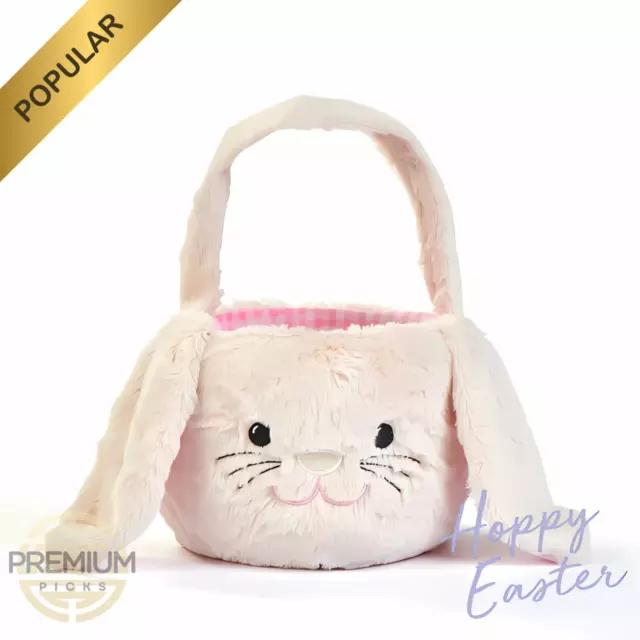 HOPPY EASTER BUNNY Plush Bag Easter Chocolate Egg Hunt Pouch Kids Gift ...