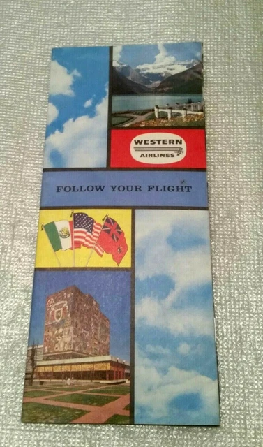 BROCHURE WESTERN AIRLINES Follow Your Flight Route Maps 1964 EUR 12,76 ...