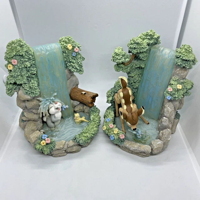 DISNEY BAMBI THUMPER Bookends Rare Vintage Waterfall Scene Collectable ...