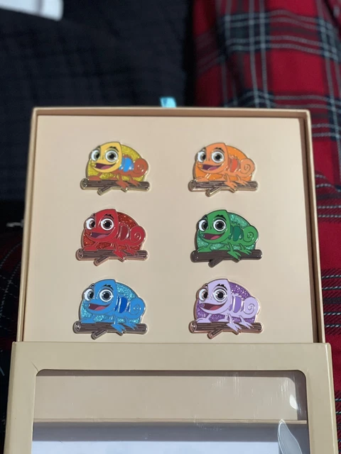 DISNEY FAIRY TAILS Pascal 6 Pin Set Tangled Color Change Scavenger Hunt ...
