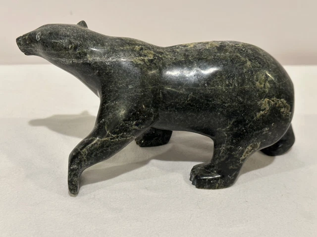 AUTHENTIC INUIT (ESKIMO) Soapstone Carving BEAR - Tommy Takpanie $399. ...