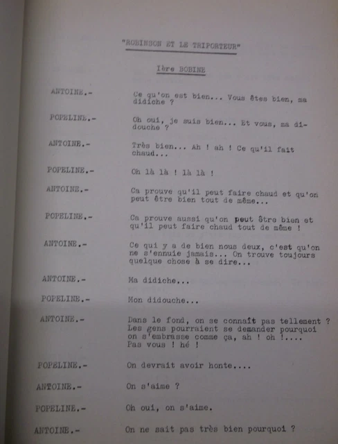 SCENARIO ORIGINAL CINEMA - dialogues film - ROBINSON ET LE TRIPORTEUR ...