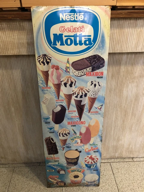 TARGA INSEGNA TABELLA Gelati Motta in lire Vintage Epoca Bar Collezione ...