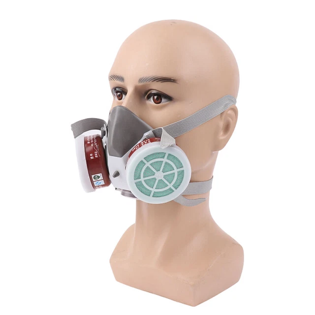 HALF FACE DUST Gas Mask Respirator Single Double Filter Cartridge ...