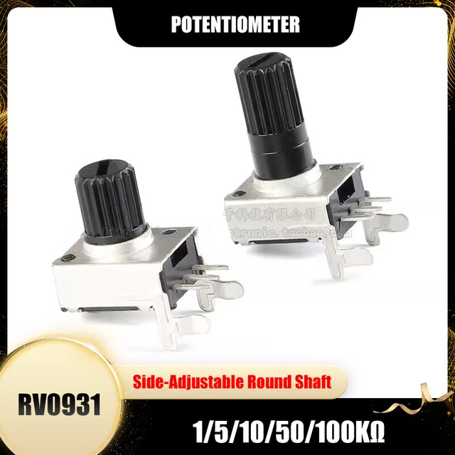 POTENTIOMETER SIDE-ADJUSTABLE ROUND Shaft Short/Long Handle 1/5/10/50 ...