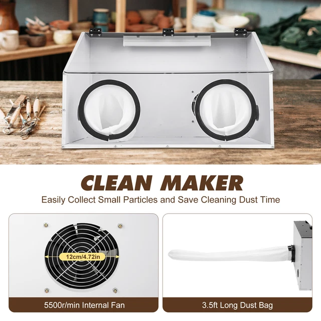 DUST BOX ENCLOSED Electric Grinding Table Polisher Dust Box Acrylic ...