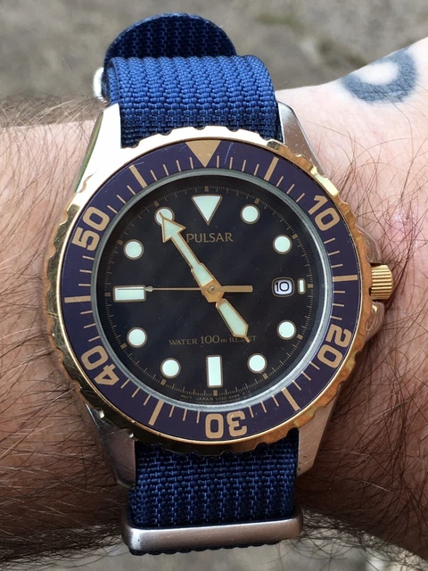 PULSAR V732 CALIBRE Quartz Sports Diver Style Watch - Blue Dial £79.99 ...