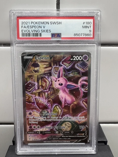 PSA 9 MINT Pokemon Card Espeon V Alt Art 180/203 Evolving Skies EUR 94,03 - PicClick FR
