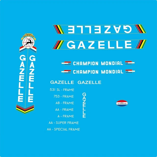 GAZELLE CHAMPION MONDIAL bicycle decals, Stickers N.25 Blanc EUR 41,17 ...
