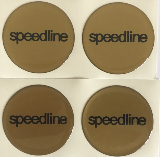 SPEEDLINE ALLOY WHEEL CENTRE CAP DOMED STICKERS X4 GT86 CELICA MR GOLD ...