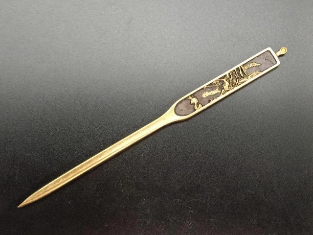 ANTIQUE JAPANESE SWORD Fittings Koji Fishing Diagram Crafts Metalwork ...