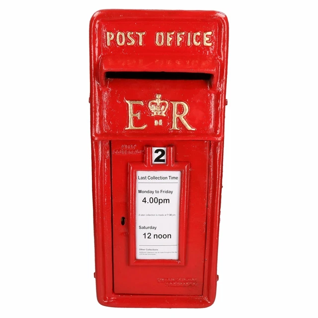 ER ROYAL MAIL Post Mail Letter Box Replica Cast Iron Red Post Office ...