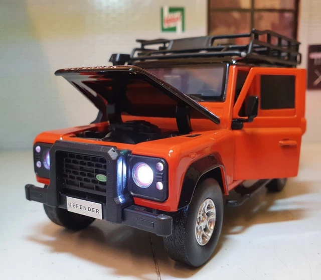 LAND ROVER DEFENDER TDCi 110 Tangiers Orange Doors Open Lights 1:32 ...