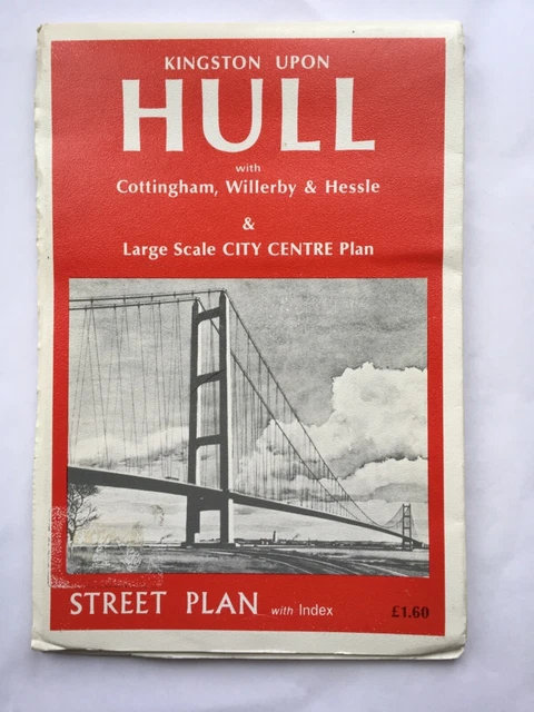 KINGSTON UPON HULL 1980s Vintage Map and Street Plan with Index £6.50 ...