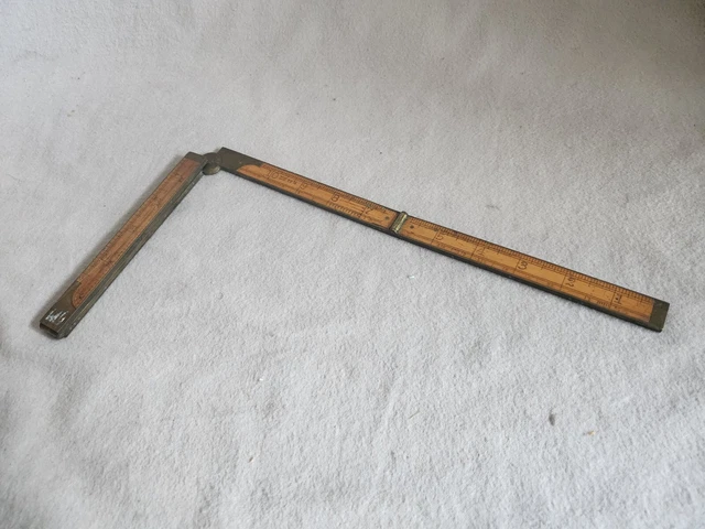 ANTIQUE STANLEY NO. 62 FOLDING RULER. 4 FOLD , BOXWOOD. STANLEY RULE ...