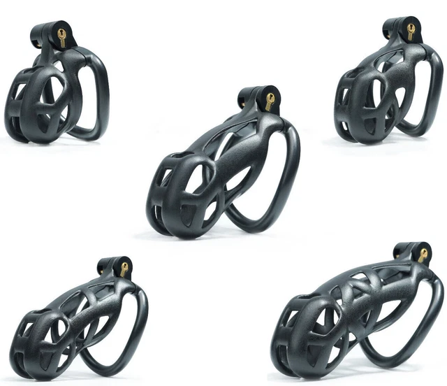 MENS 3D PRINT Chastity Cage Lock Cobra Device with 4 Rings Breathable ...