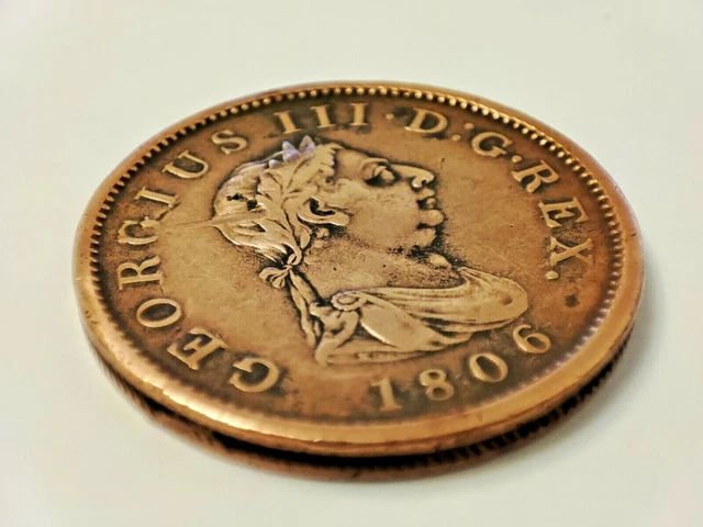 1806 BRITANNIA GEORGIUS III 3 D G Rex Copper Half Penny Coin $14.62 ...