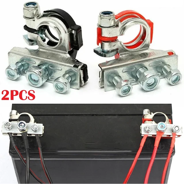 POSITIVE NEGATIVE BATTERY Terminal Connectors Battery Clamps For ...