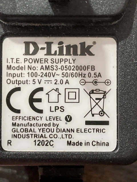 D-LINK AMS3-0502000FB AC/DC Power Supply Adapter 5V 2A Uk Plug £7.00 ...
