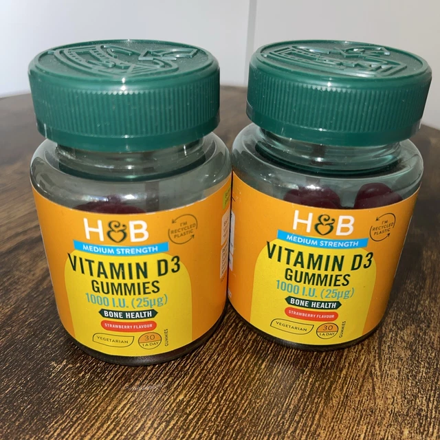 2 X H&B Vitamin D3 1000 I.U 25ug Medium Strength 30 Gummies BBE May2025 ...