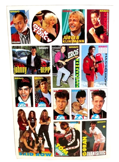 BRAVO STICKER AUFKLEBER - Johnny Depp / Schwarzenegger / Hasselhoff ...