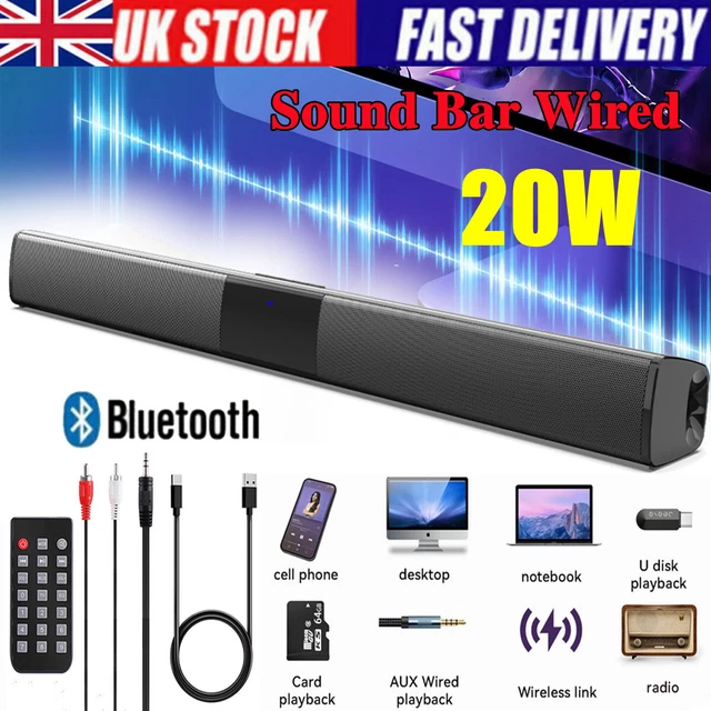 SOUND BAR SYSTEM Wired Subwoofer 4 Speaker Home Theater TV Speaker ...