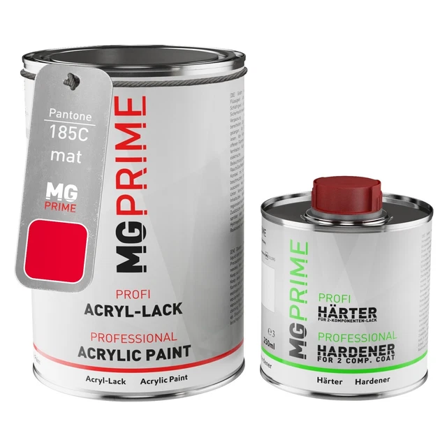 PANTONE 185C RED mat peinture acrylique 1,5 Litres 1500 ml durcisseur ...