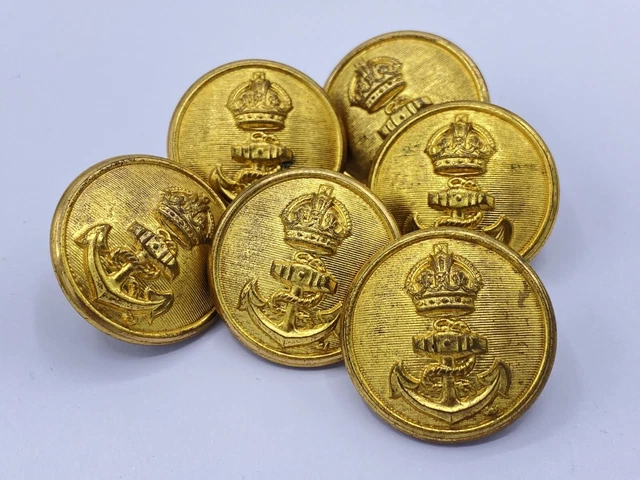 WW2 BRITISH ROYAL Navy Large Gilt Buttons 28.5mm Diameter Kings Crown £ ...