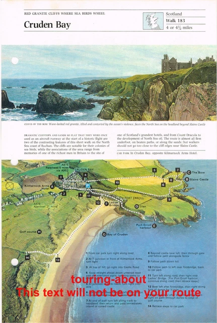 CRUDEN BAY ABERDEENSHIRE Vintage Walking Route & Map circa 1975 #183 £3 ...