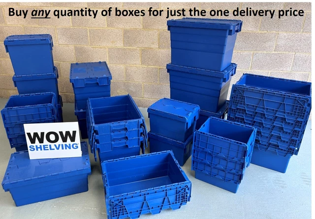 INDUSTRIAL ATTACHED LID Container Plastic Picking Loft Storage Boxes ...